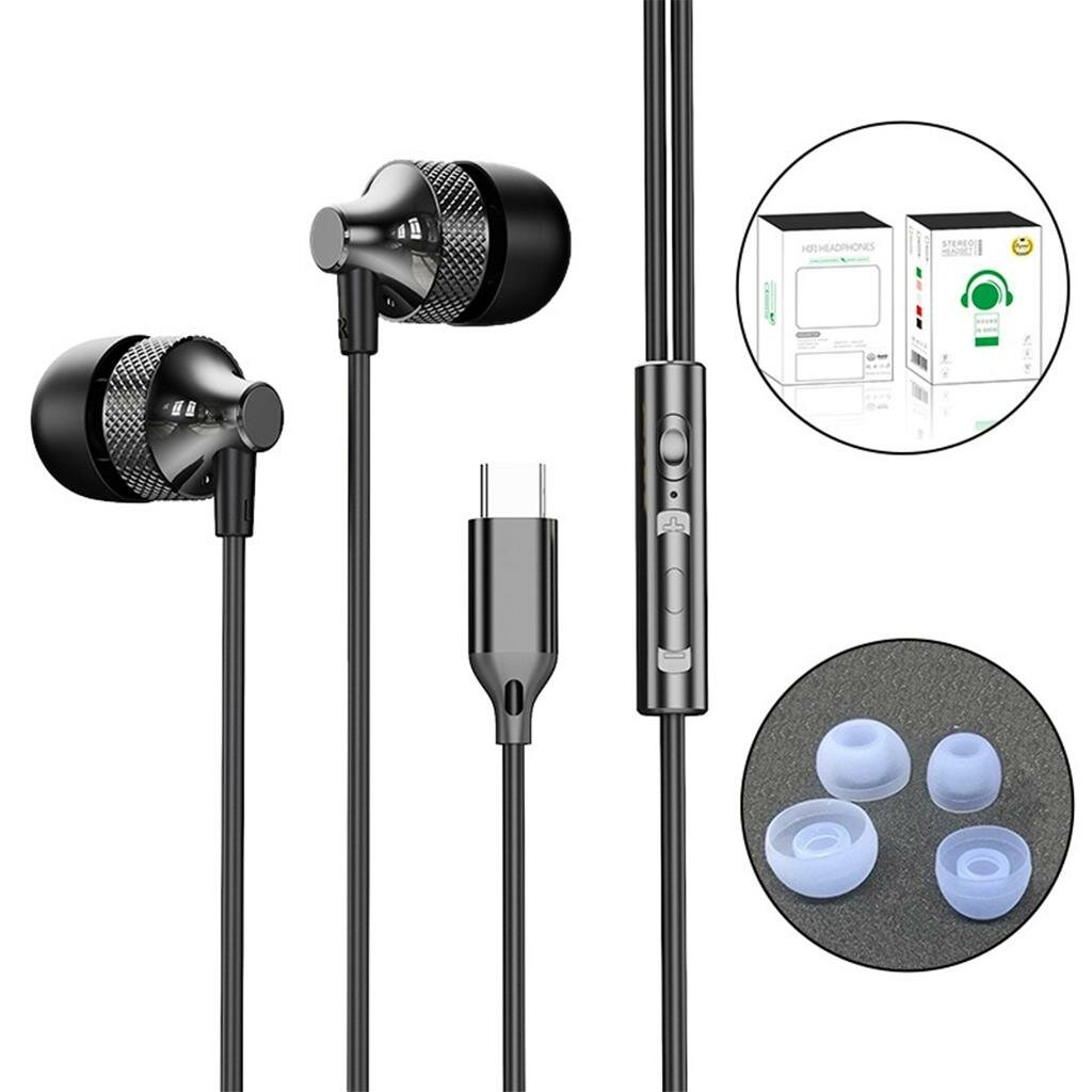 Наушники вкладыши с усилением баса, Черный порт C