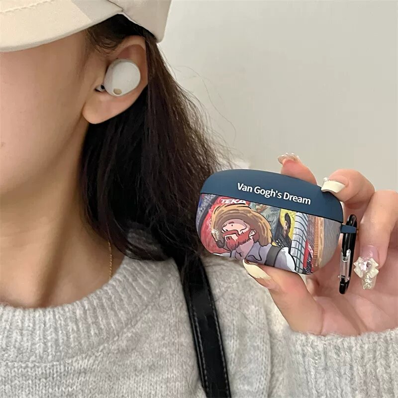 Защитный чехол в стиле картин Ван Гога для наушников Sony WF-1000XM5, милый чехол для Sony WF-1000XM5 пятого поколения,