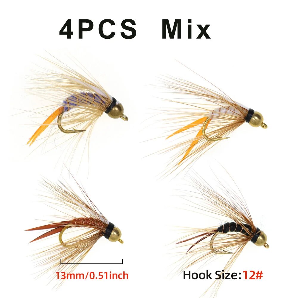 ICERIO набор нахлыстовых мушек Prince Nymphs 4 шт. 4pcs MIX Size 12