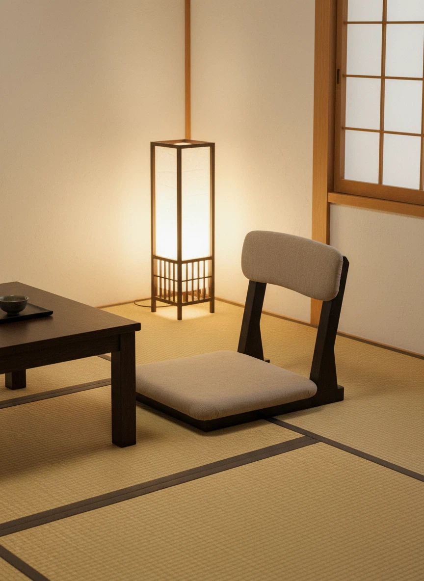 Татами-стул, массив дерева, текстиль, японский стиль, без ножек