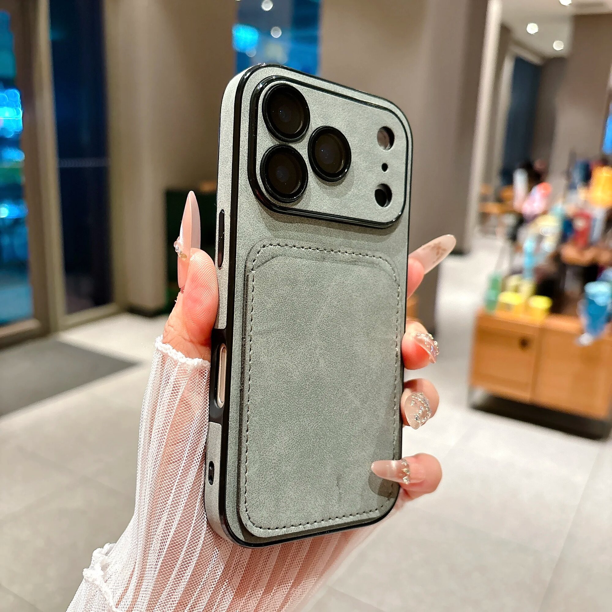 Чехол-кошелек для карт, замшевый кожаный чехол для телефона для iPhone 17, 16, 15, 14, 13 Plus Pro Max, бизнес-вставка для карт, матовая стеклянная крышка с линзой