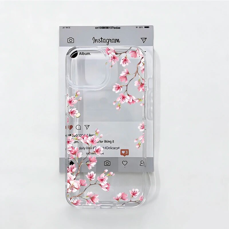 Чехол для iPhone 13, style 6, розовый с цветком