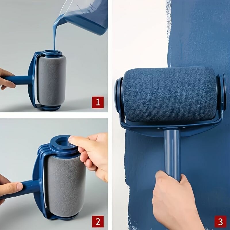 1шт Набор Кистей-Валиков Из Полиэстера С Валиком, Ручкой И Удлинителем - Самовсасывающий Большой Для Настенных, Масляных, Латексных И Красок