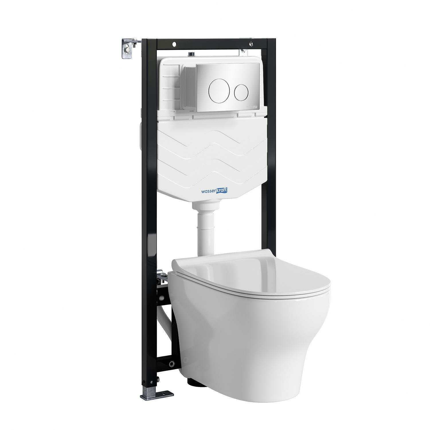 Инсталляция с унитазом комплект WasserKRAFT Aller 10TLT.010. ME. CH02. H001 белый глянцевый, с кнопкой смыва хром
