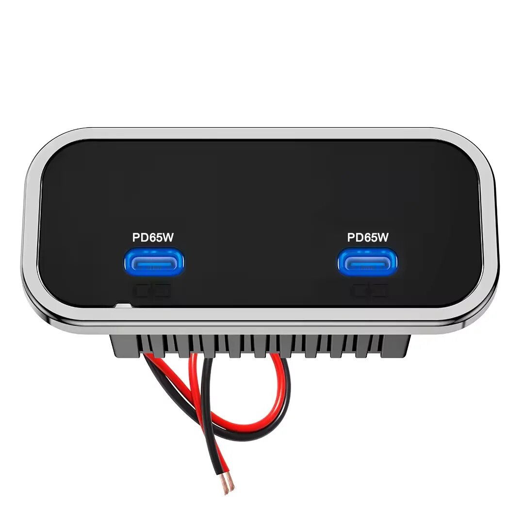 Панель автомобильного зарядного устройства 130 Вт, два порта USB C PD3.0 мощностью 65 Вт, розетка для быстрой зарядки автомобиля, розетка для быстрого зарядного устройства для 12 В/24 В, лодки, грузовика, автобуса