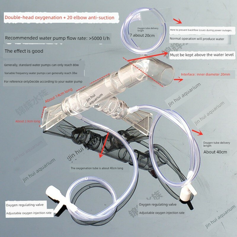 Аэратор для аквариума: прозрачная трубка Вентури с носовым соплом, бесшумная, для модификации системы оксигенации,