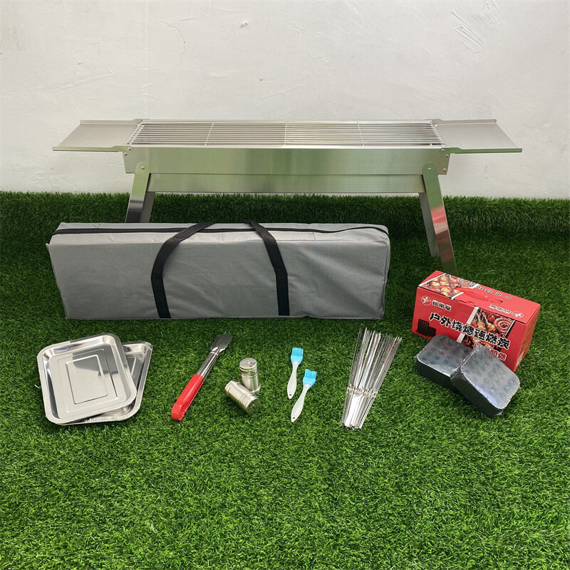 Утолщенный стальной гриль для барбекю, портативный складной гриль для барбекю, домашний угольный гриль для мяса