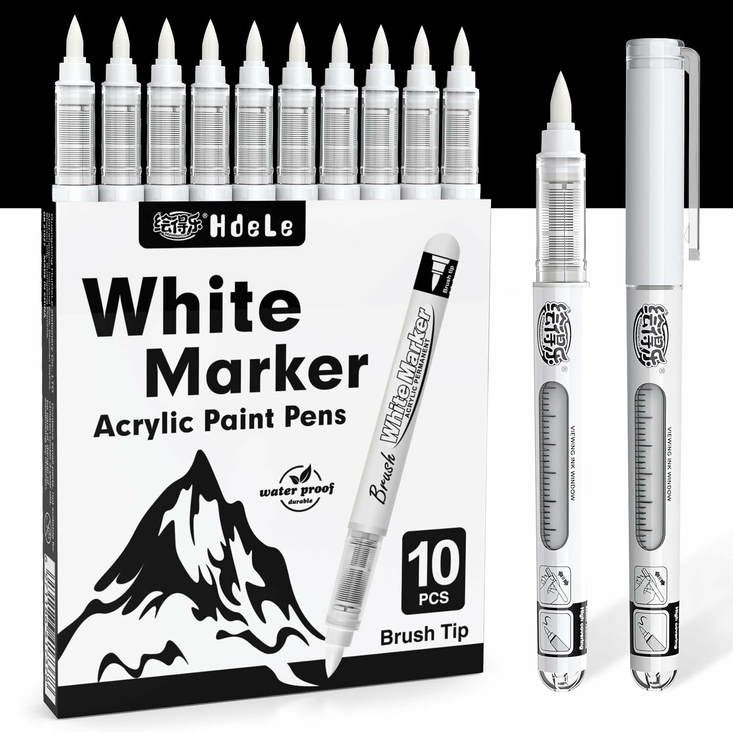 Акриловые фломастеры, черные и белые чернила, кисточка с войлочным наконечником