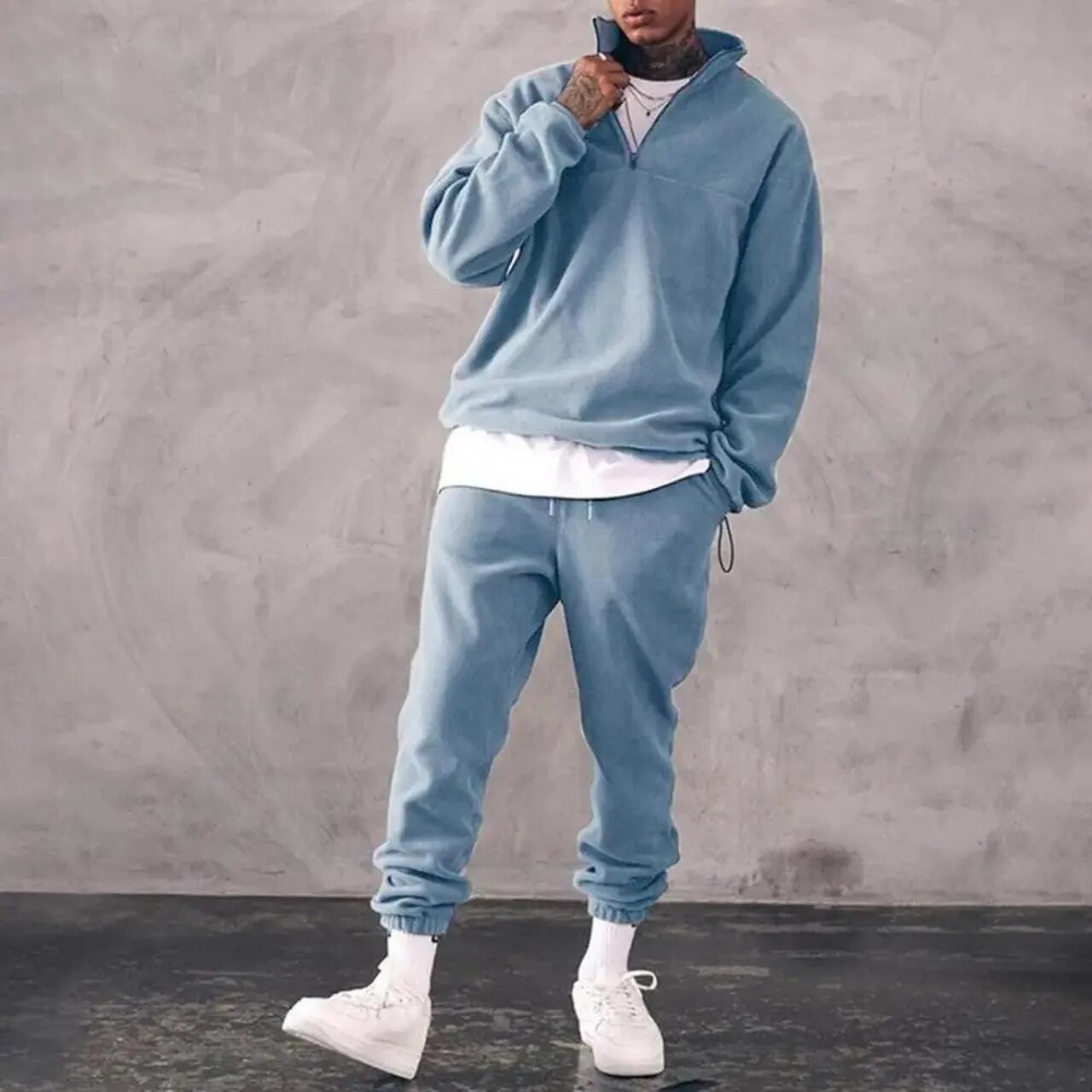 Мужской спортивный костюм UZZDSS, Light Blue, XXXL