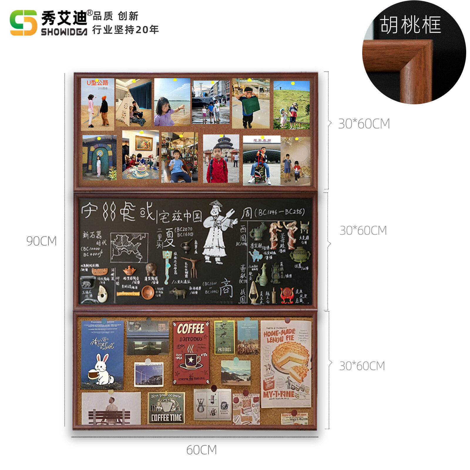 Магнитная доска Xiu Aidi из трех частей с черной доской, креативная настенная магнитная доска для холодильника, для домашнего использования, стираемая