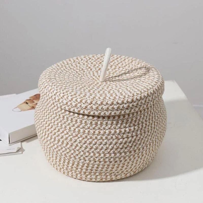 Круглая корзина для хранения OOTDTY из соломы