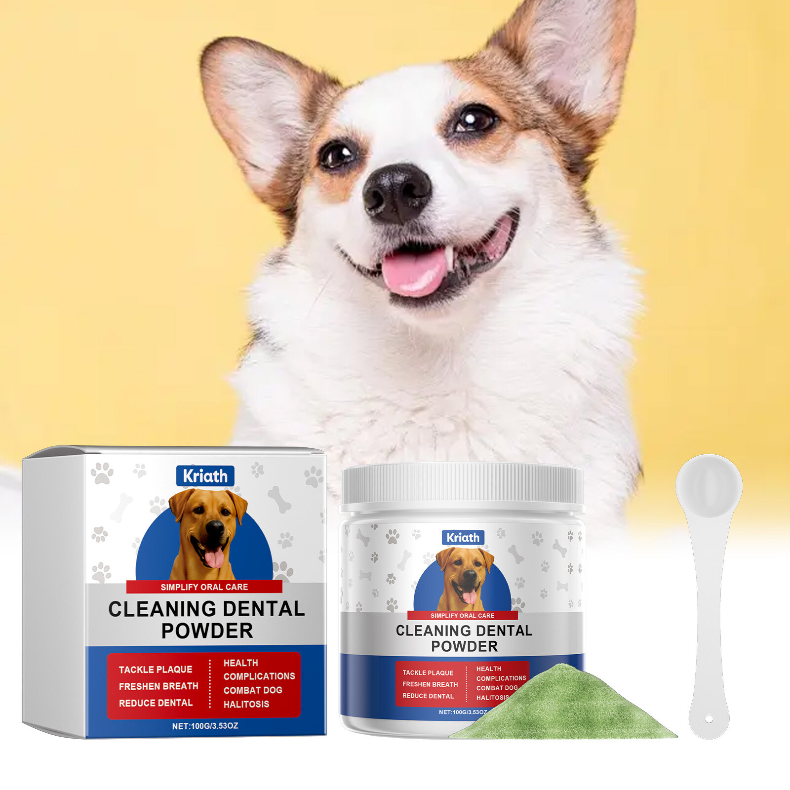 Порошок для чистки зубов собак, мягкая чистка, уход за зубами собак, гигиена полости рта, свежий чистящий порошок для зубов питомца