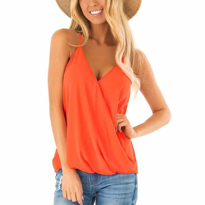 Сексуальная женская майка на бретелях с V-образным вырезом, Розовый - M