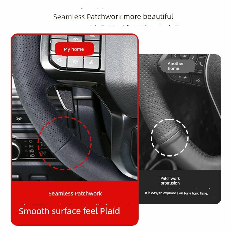 Кожаный чехол на рулевое колесо Porsche Cayenne 2006-2009, черный шов, полное покрытие, ручная стежка, без отверстий