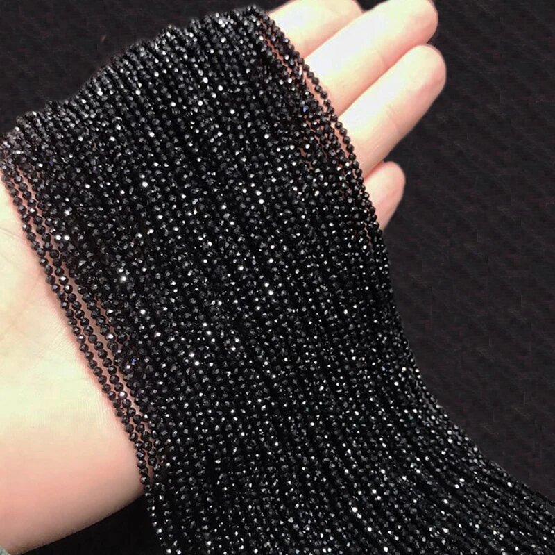 Бусины из хрустального стекла 2/3 мм, многоцветные Черный, 2mm-180pcs, Q
