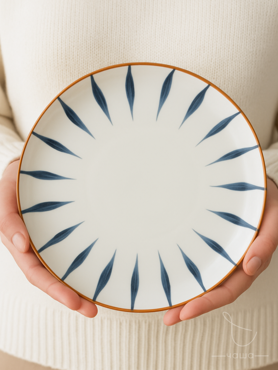 Блюдо Chasha "Цветы", фарфор, круглое, для сервировки, 25см, профессиональное