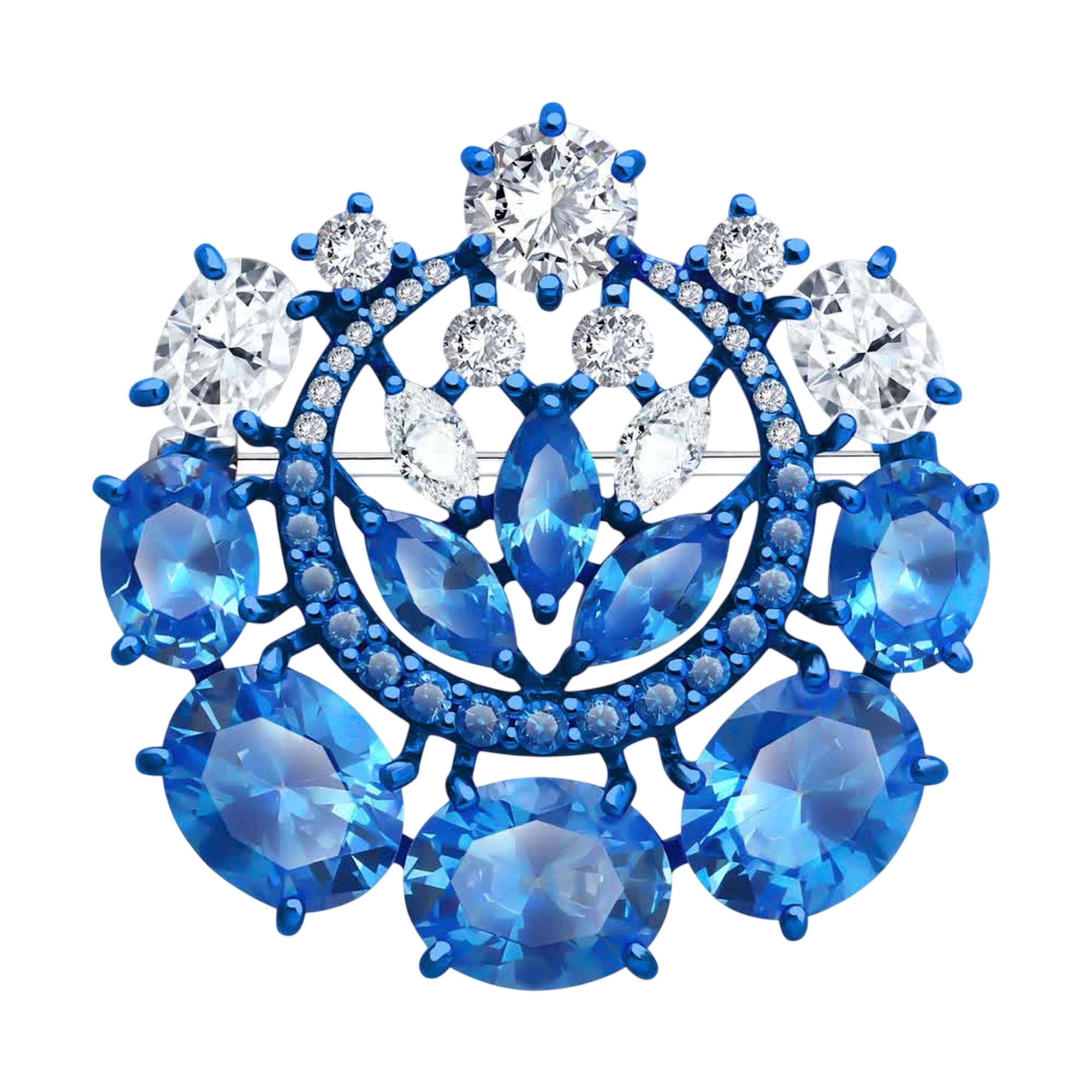 Брошь, серебро, 925 проба, родирование, фианит