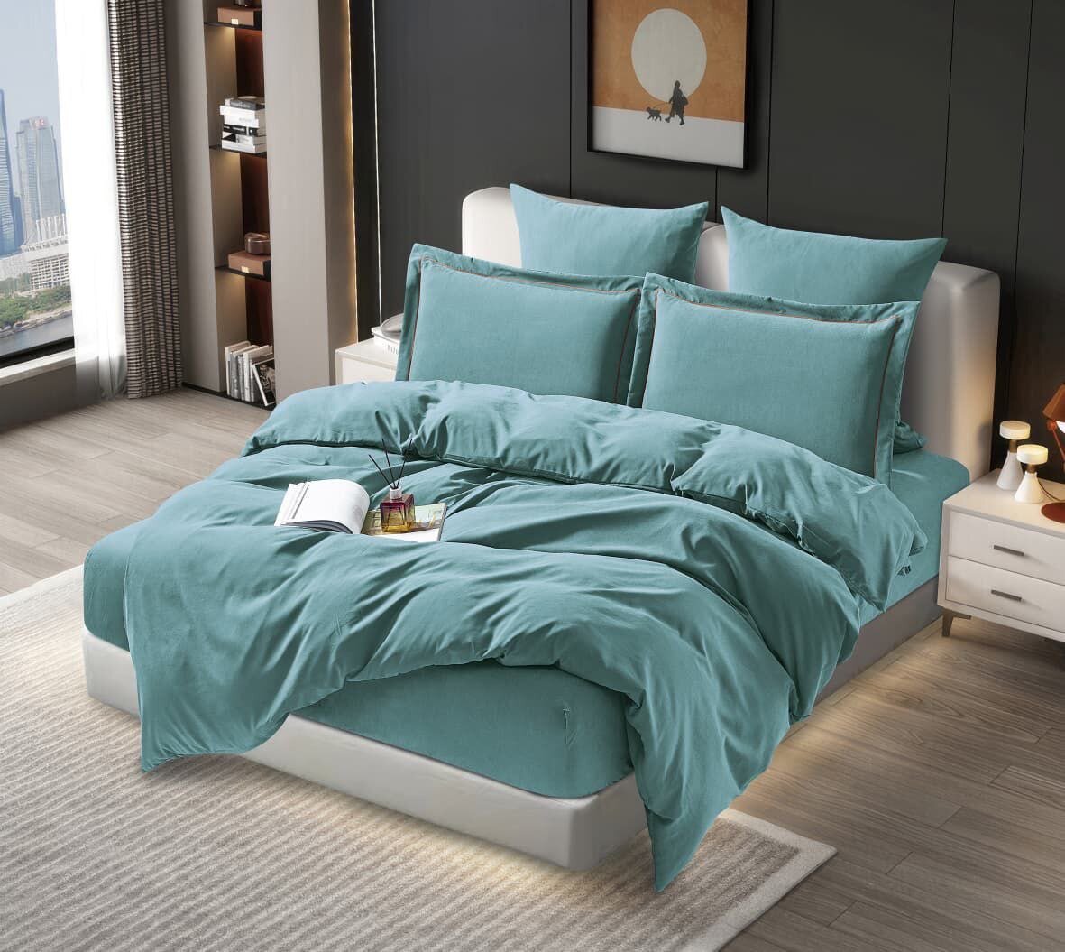 Комплект постельного белья бархатный Сатин размер 1.5 полуторный простыня на резинке