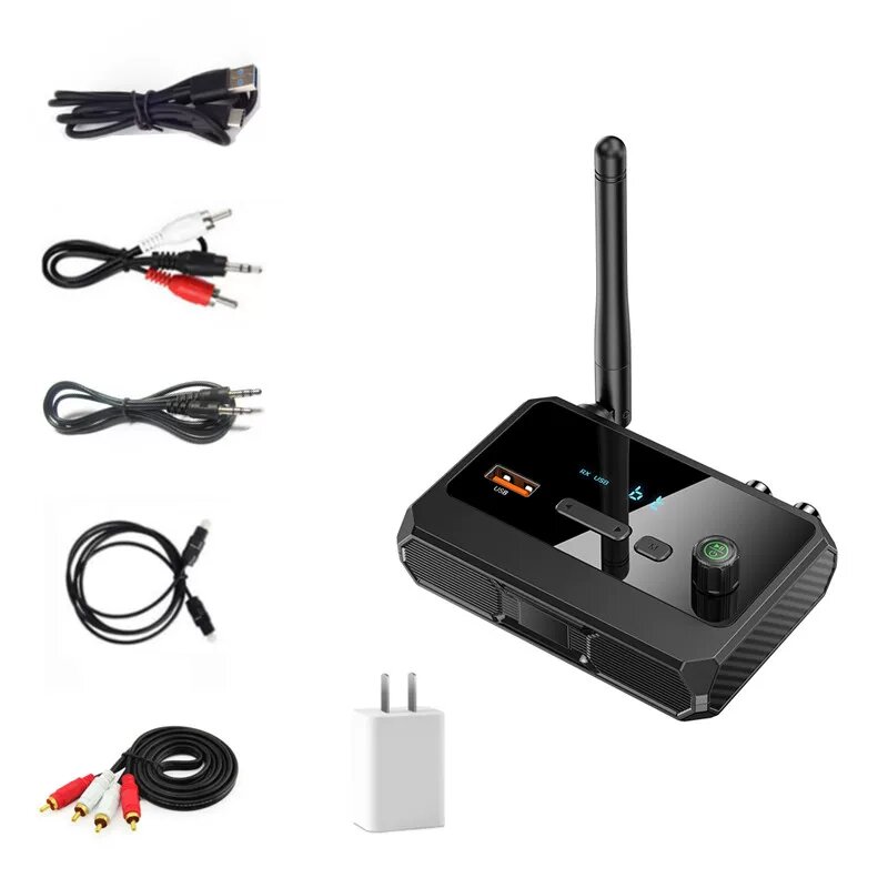 Беспроводной Bluetooth-адаптер 5.3 для воспроизведения звука с USB-накопителя, оптического входа, RCA-входа, усилителя