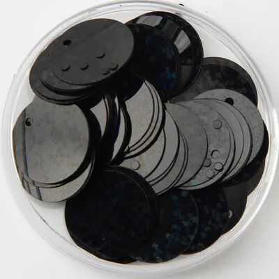 Плоские круглые лазерные пайетки 15 мм, 120 шт, isequins Черный, Laser Black