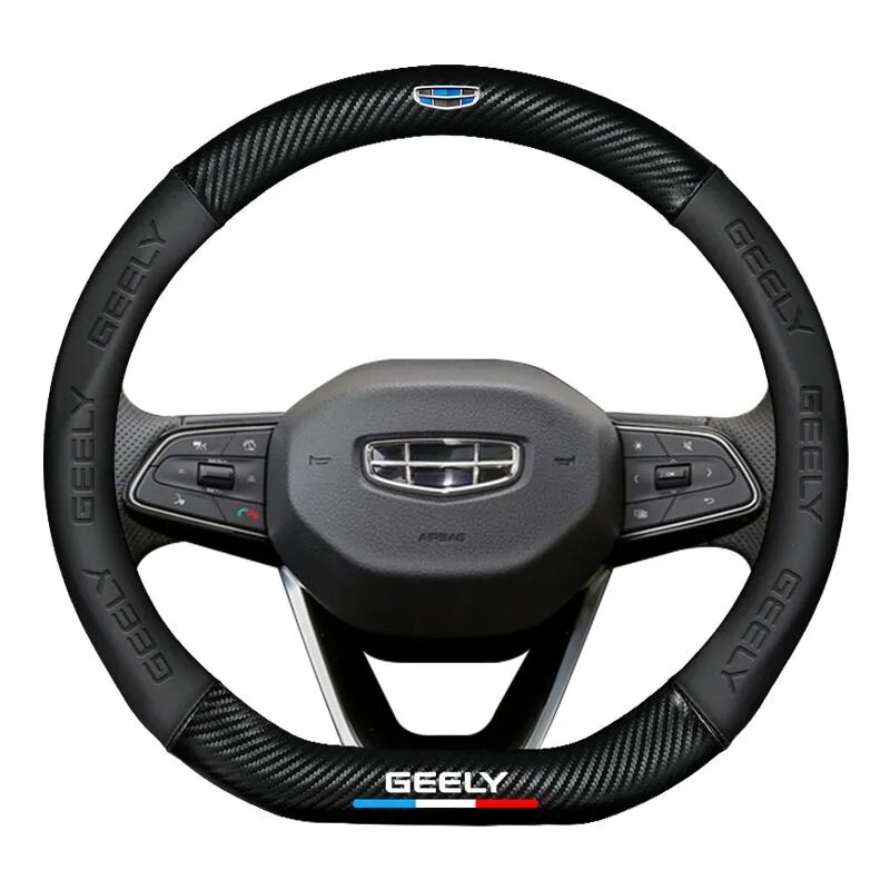 Оплетка на руль Geely Emgrand 7, Tugella, Monjaro, размер M (37-38 см), натуральная кожа, карбон — фото 1