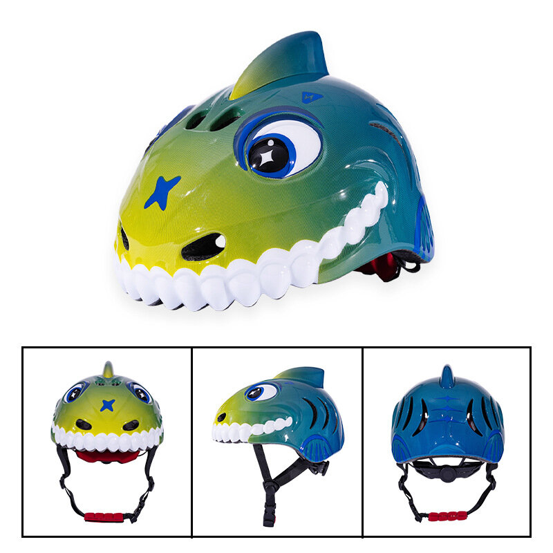 Новый детский шлем с мультяшным акулой для велосипеда, самоката, роликовых коньков, шлем для балансировочного велосипеда