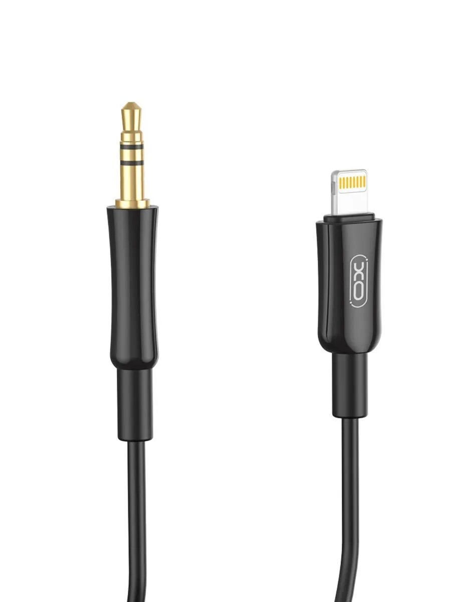 Аудио-переходник XO NB R255A Lightning to 3.5мм Jack AUX, 1 метр, черный / кабель на наушники для iPhone / провод аукс