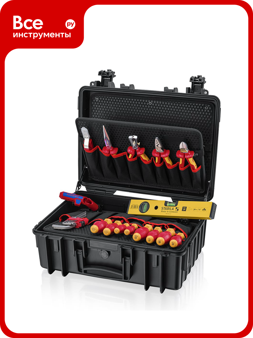Инструментальный чемодан для электрики Knipex, Robust23 Start Electric, 24 предмета, KN-002134HLS2