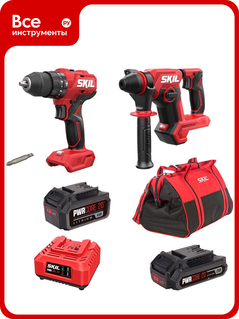 Аккумуляторная ударная дрель-шуруповерт SKIL HD6280+ RH1790 + набор SC0060+BY5197 +BG4127+  BY5196 9-1-035