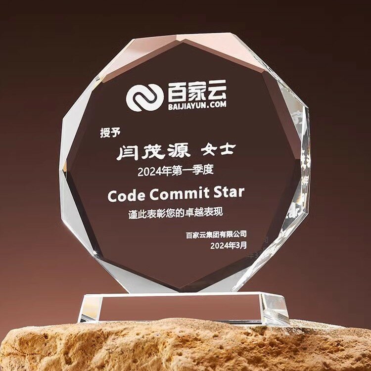 Кристальный трофей из массива дерева, индивидуальный, высококачественный, элегантный, с пятиконечной звездой, креативная медаль награды, награда на ежегодном собрании, сувенир для выдающегося сотрудника
