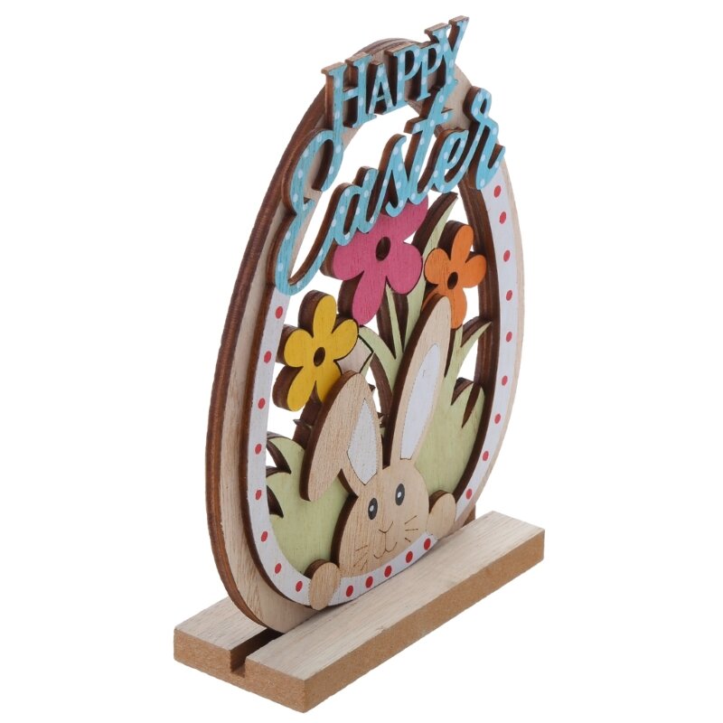 Пасхальный Деревянный Орнамент Кролик Цветок Украшение Стола для Пасхальной Вечеринки