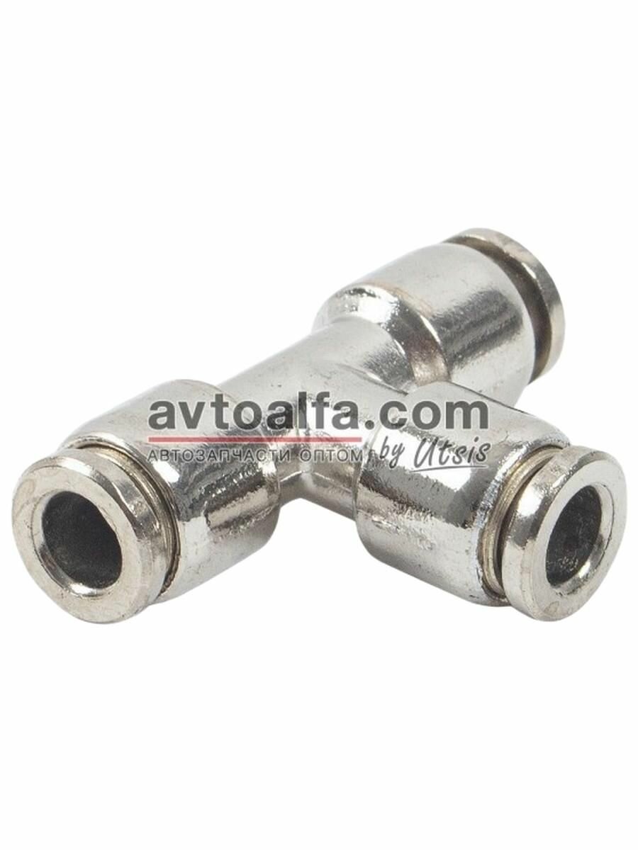Фитинг соединитель 6мм (MPE6) КАМАЗ, МАЗ, МТ3, ЗИЛ, MAN металлический тройник Т-образный (БелАвтоКомплект, Китай)