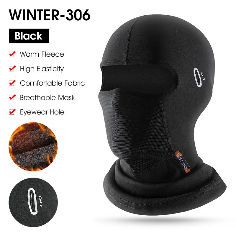 Балаклава Winter-306 Black, флис, дышащая, с очками