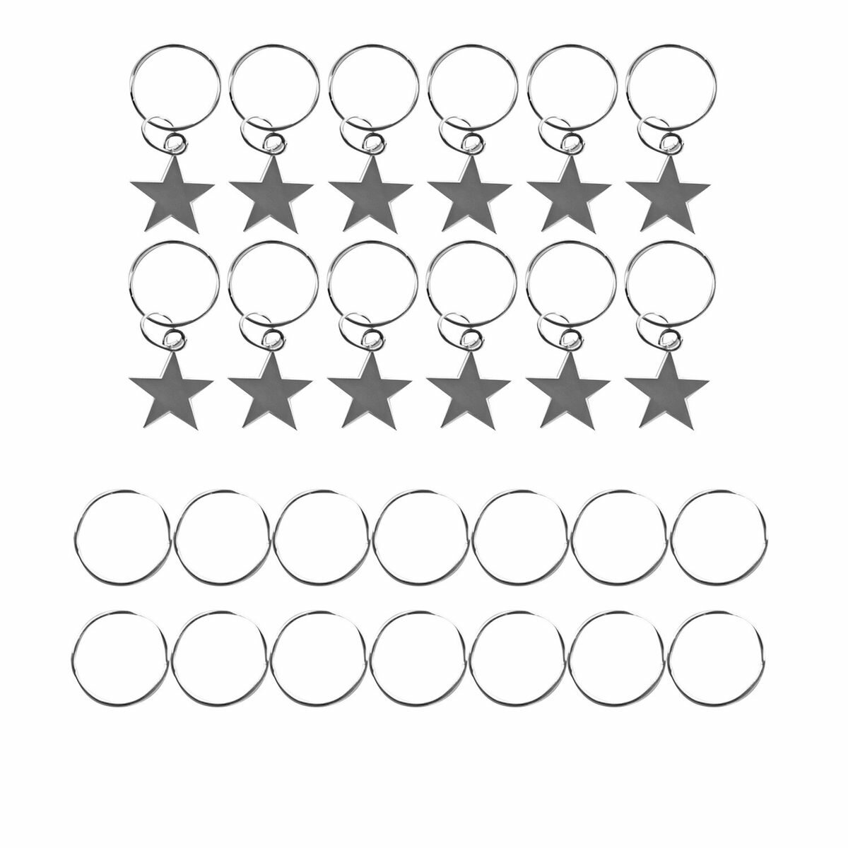 Колечки-пирсинг для волос 26 штук (12 со звездочками, 14 колечки), серебристый, Monte Vita, 12 уп.