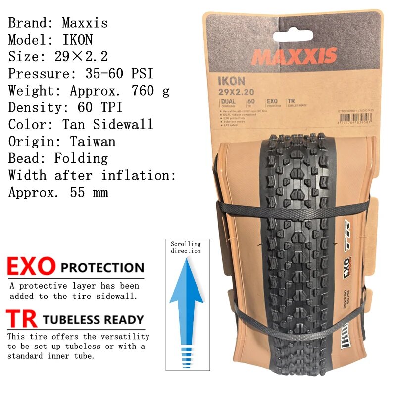 Maxxis IKON 29x2.2 Tan покрышка для MTB EXO TR