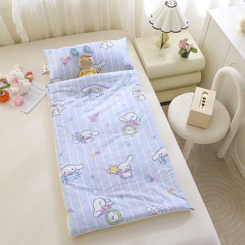 Детский спальный мешок из 100% хлопка с мультяшным принтом Sanrio, анти-ударное одеяло, чистый хлопок, весна и осень, четыре сезона, интегрированный спальный мешок для детского сада