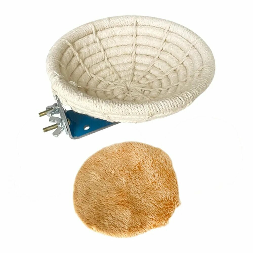 Гнездо для птиц ручной работы из веревки с мягким ковриком для попугаев, канареек, волнистых попугайчиков, 13,5 см