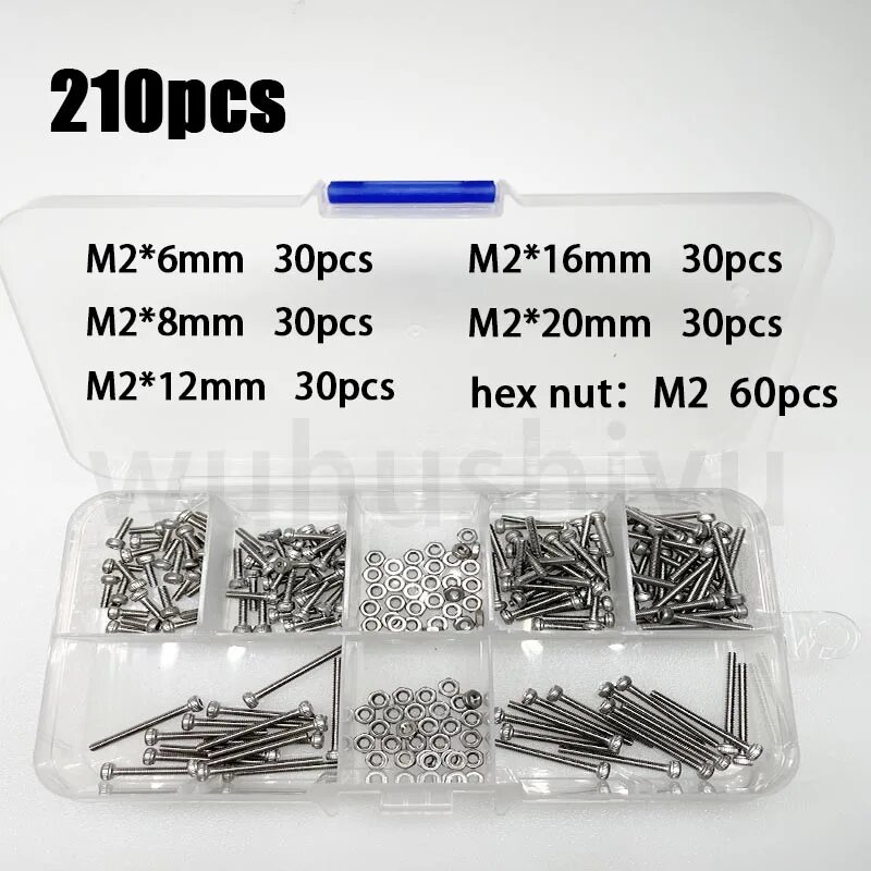 Комплект болтов и гаек JARBLUE М2-М8 из нержавеющей стали 304 M2-210PCS