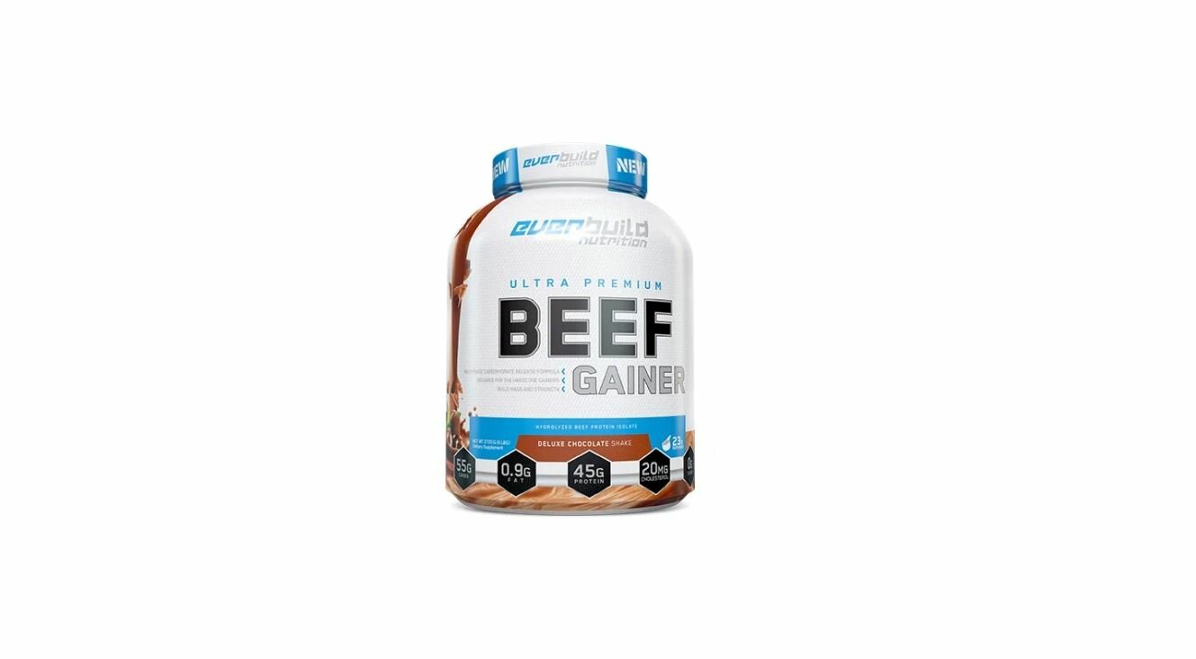 EVERBUILD Beef Gainer, Гейнер говяжий, Шоколад (Deluxe Chocolate Shake), 2.720гр