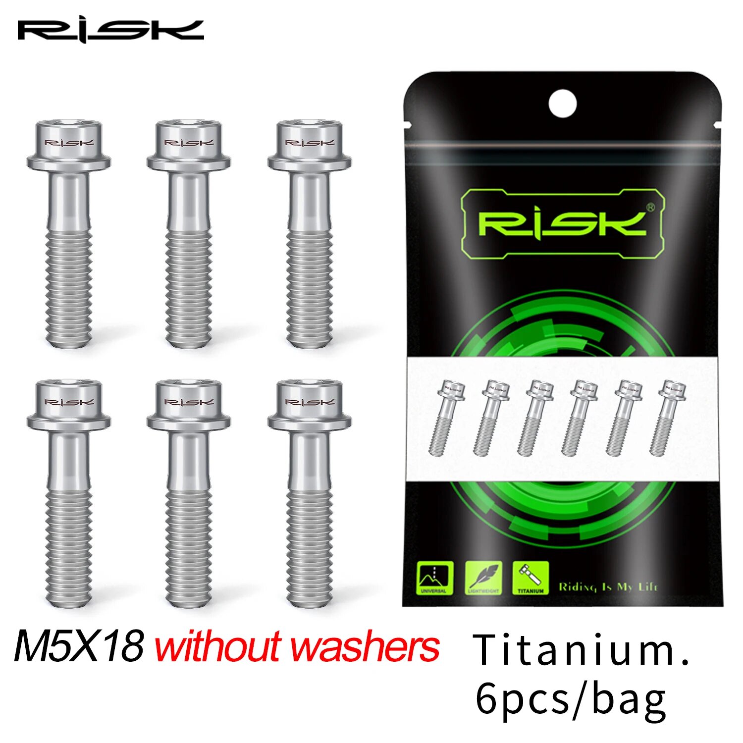 RISK Болты для выноса руля велосипеда титановый сплав M5x16/18/20 M5X18 Titanium