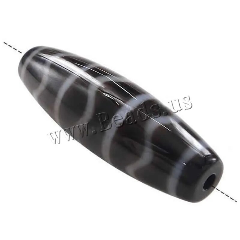 Натуральные тибетские бусины Дзи YYW, двухцветные, овальные, 13x38 мм Черный, tiger teeth