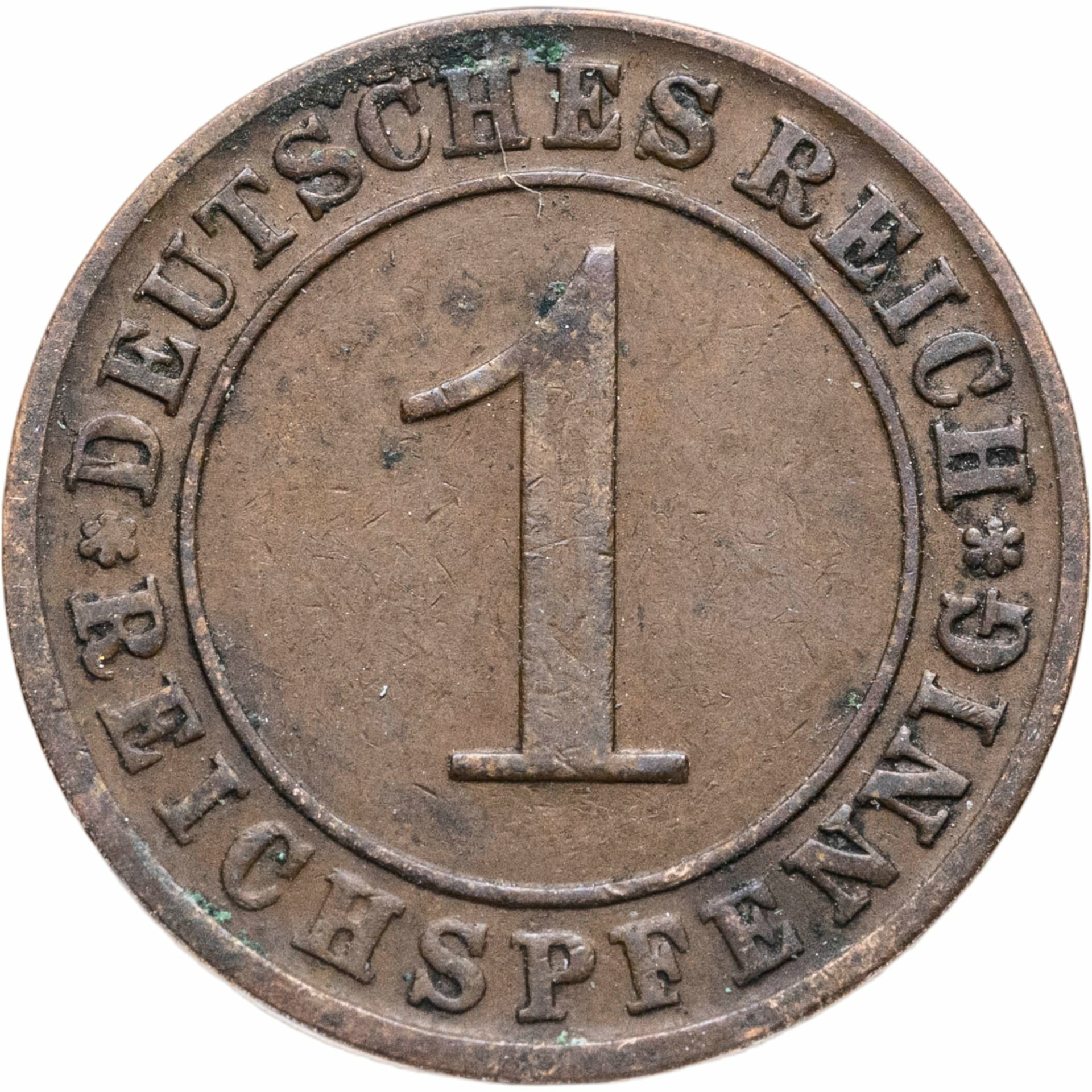 Германия 1 пфенниг рейхспфенниг 1930, знак монетного двора "D" — Мюнхен, Бронза, в сохранности VF