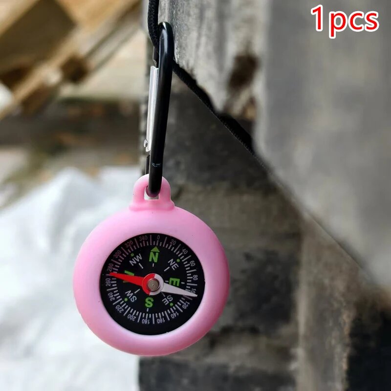 Розовый компас силиконовый с карабином 1pcs