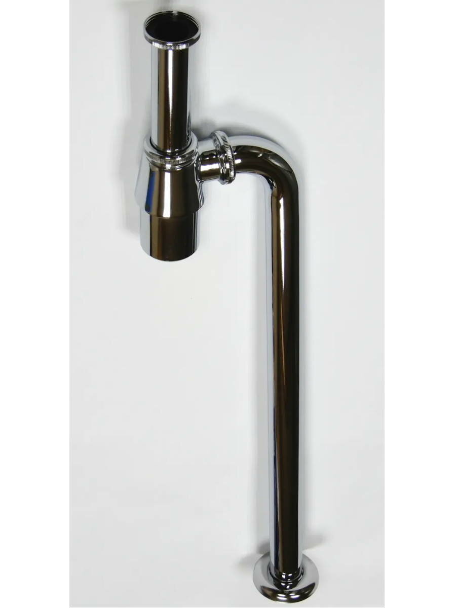 Сифон сливной для раковины без выпуска с вертикальным отводом в пол AICITY К0026 хром