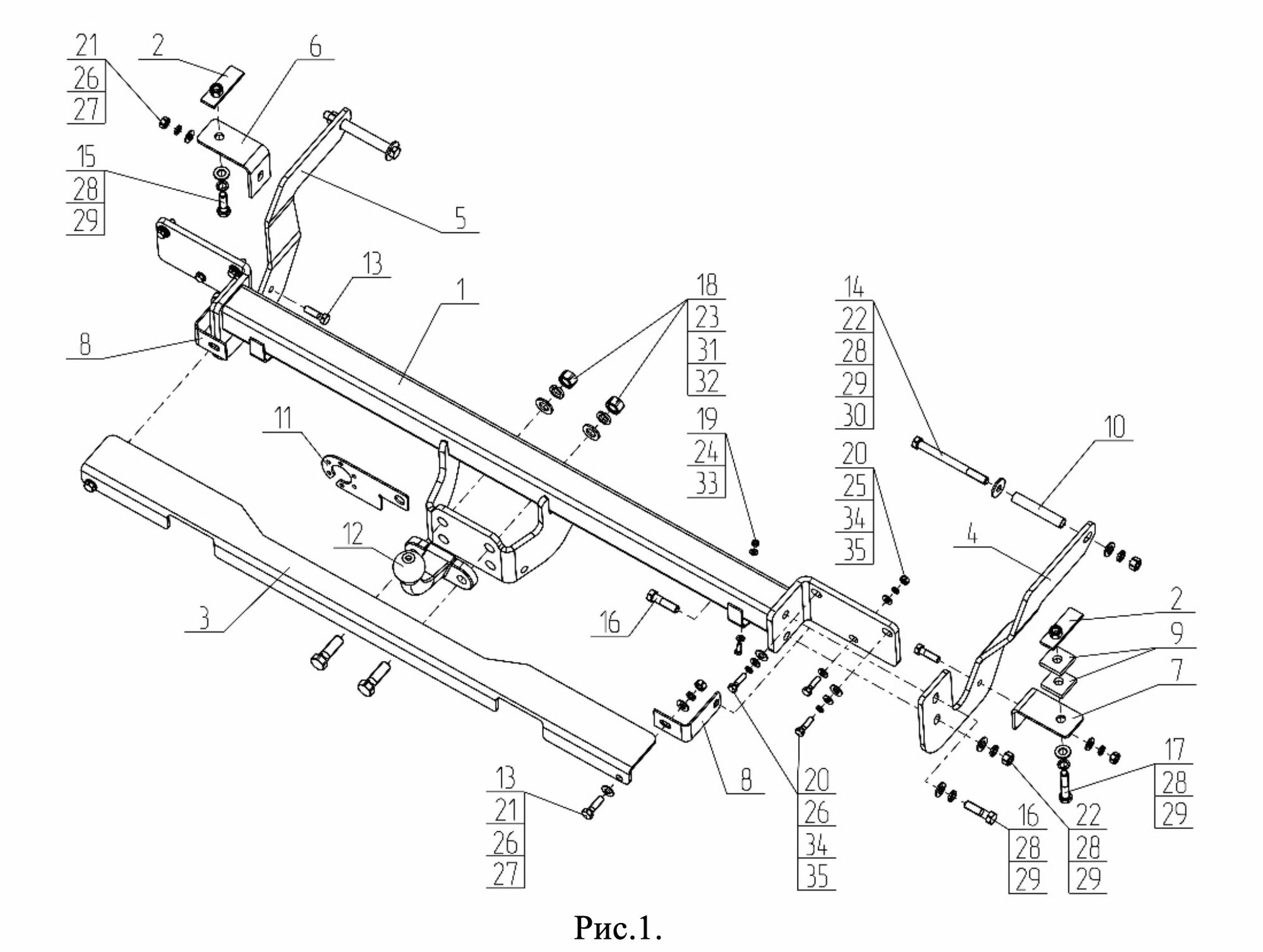 Фаркоп для Citroen Jumper 2006-, FIAT Ducato III 2006-, Peugeot Boxer 2006- Тип шара: F. Нагрузки: 2000/100 кг, FA 06