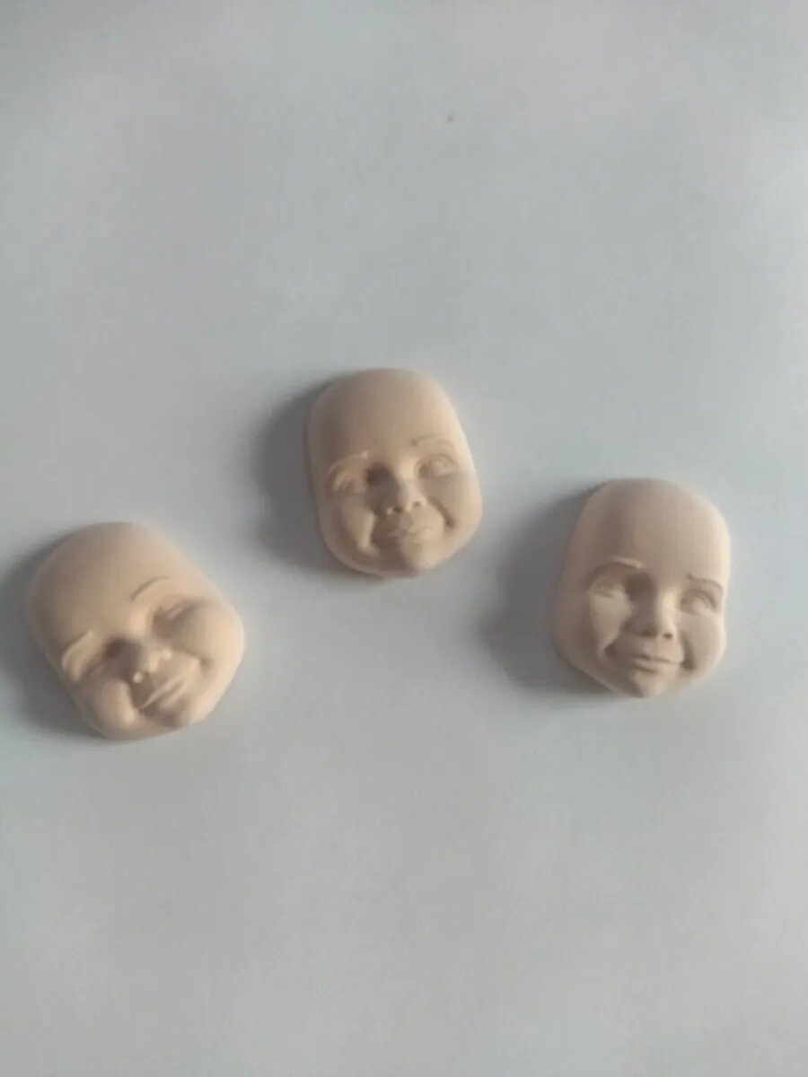 Набор лиц для ватной игрушки - 3 шт, цвет - беж