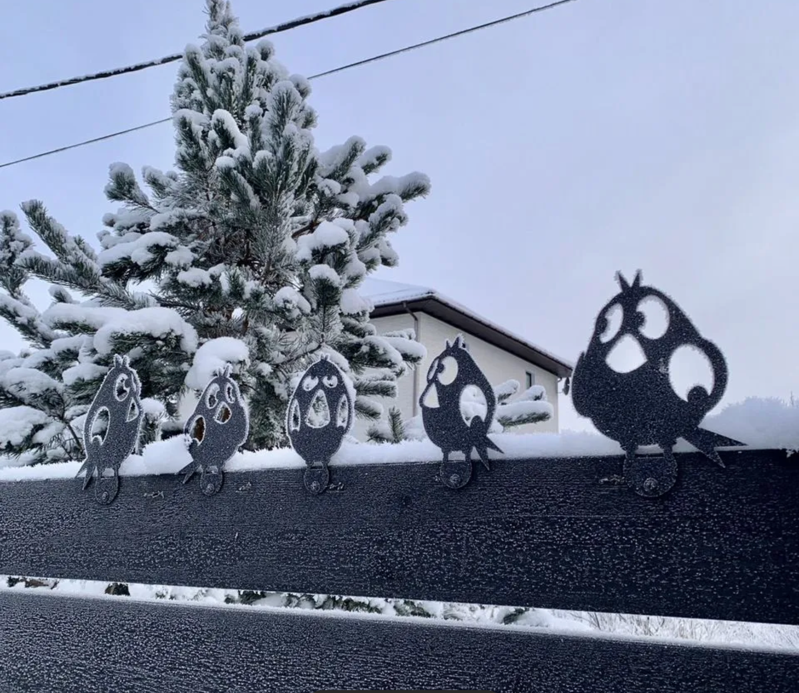 Садовый декор Воробьи, чёрный, фигурки на забор или фасад дома