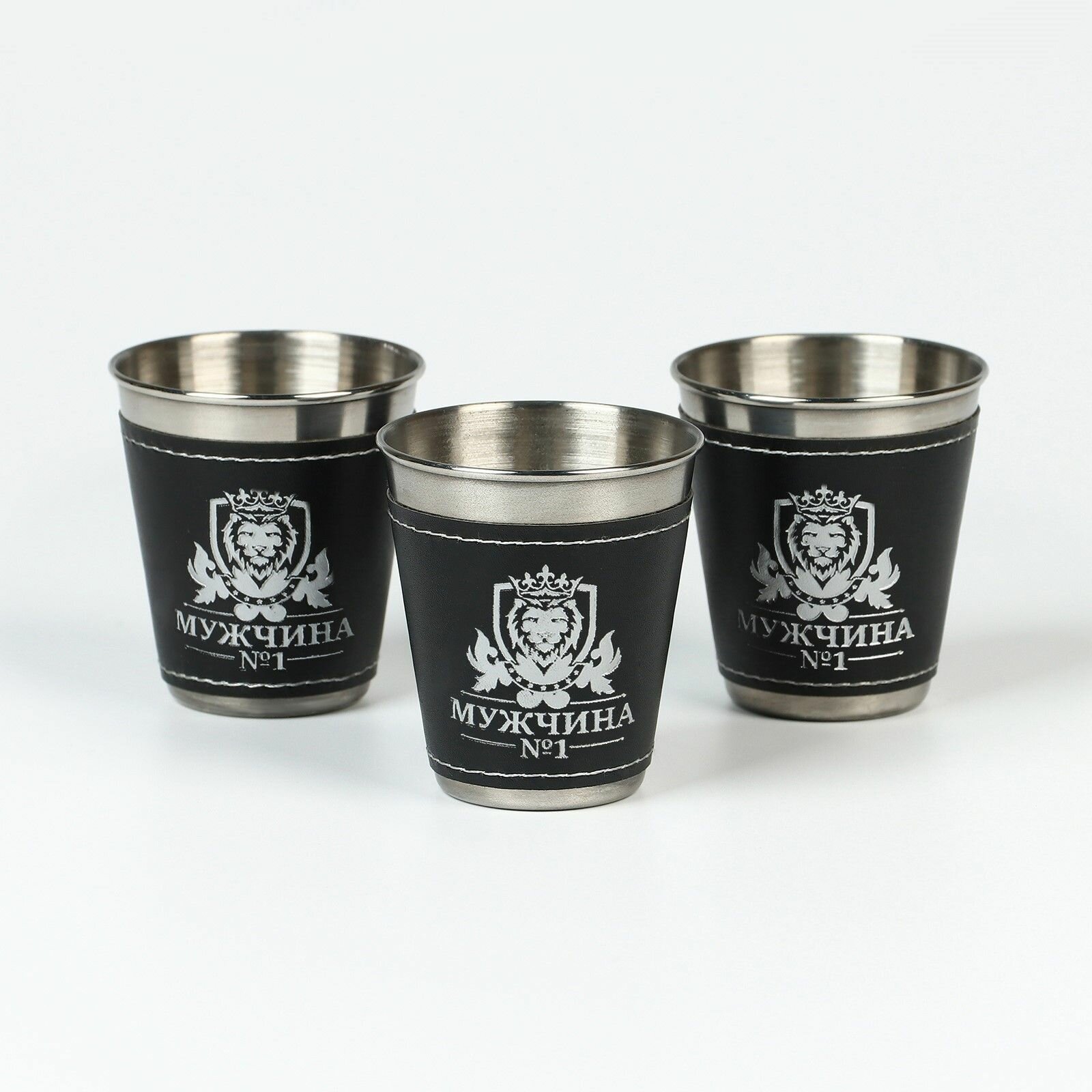 Набор Стопок, 3 шт. в чехле Мужчина №1 : нержавеющая сталь 70 мл
