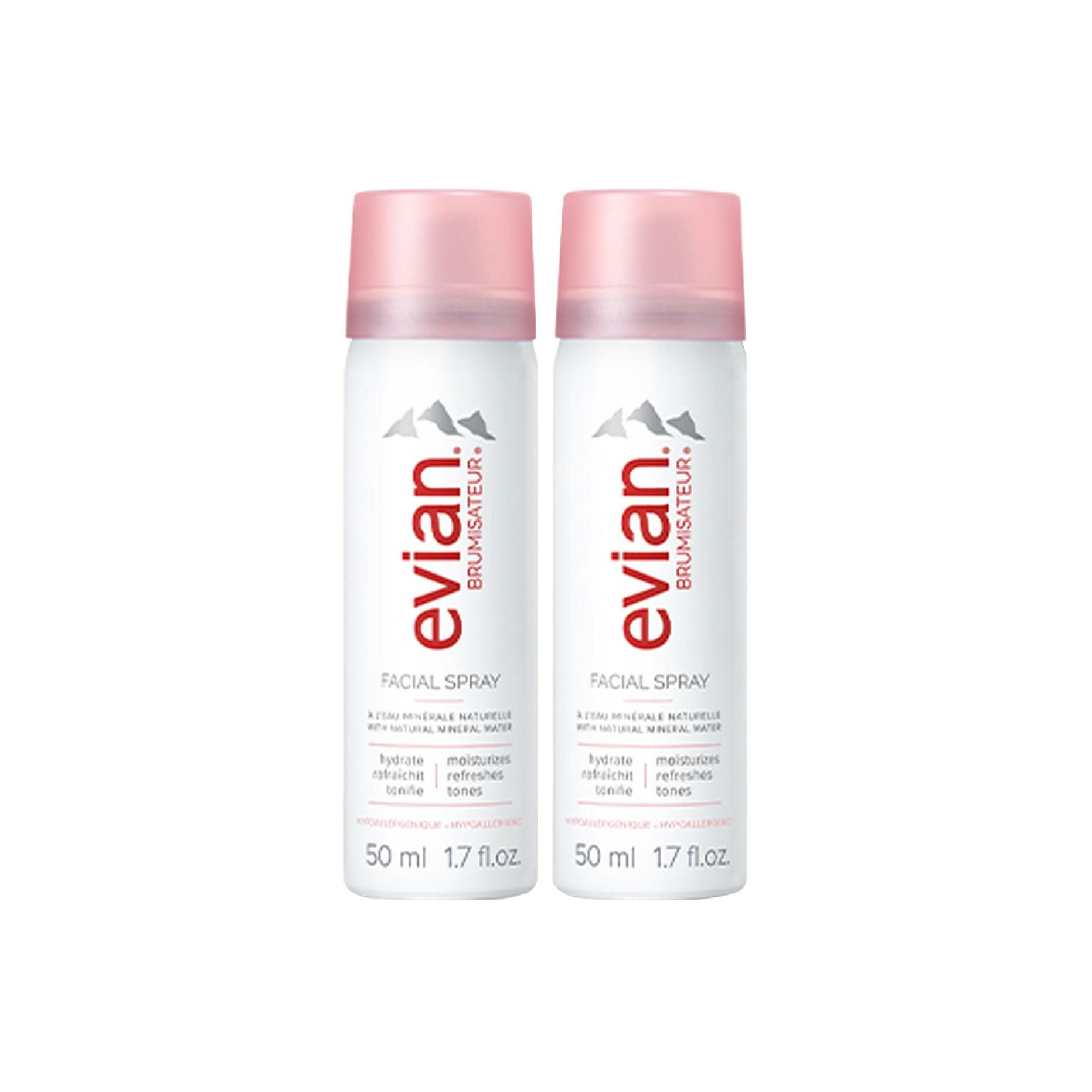 Evian Бриуматер Увлажняющий спрей для лица Унисекс 50ml*2, успокаивающий и восстанавливающий