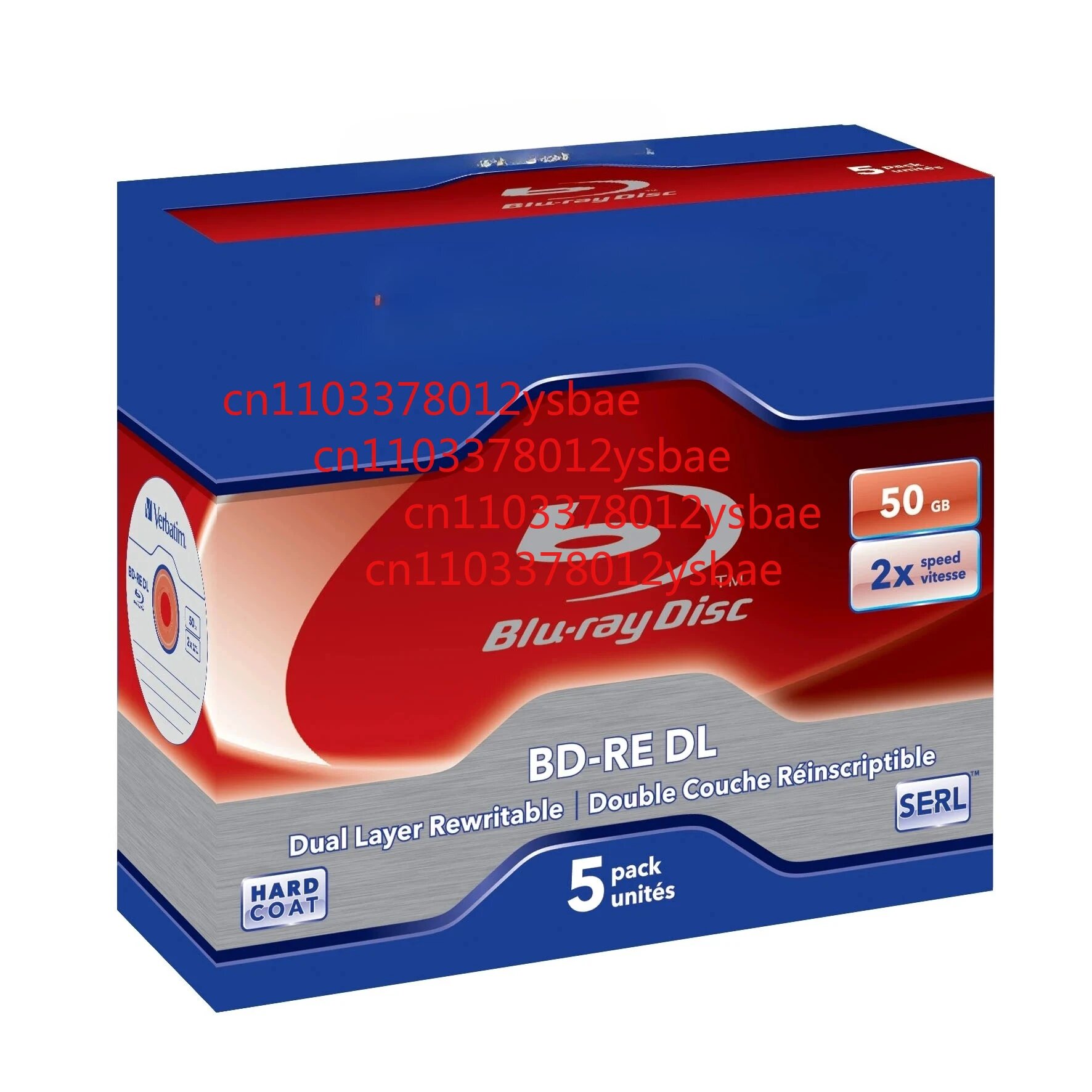 Двухслойные перезаписываемые диски Blu-Ray Verbatim BD-RE DL 50 ГБ 2X BDRE, 5 шт